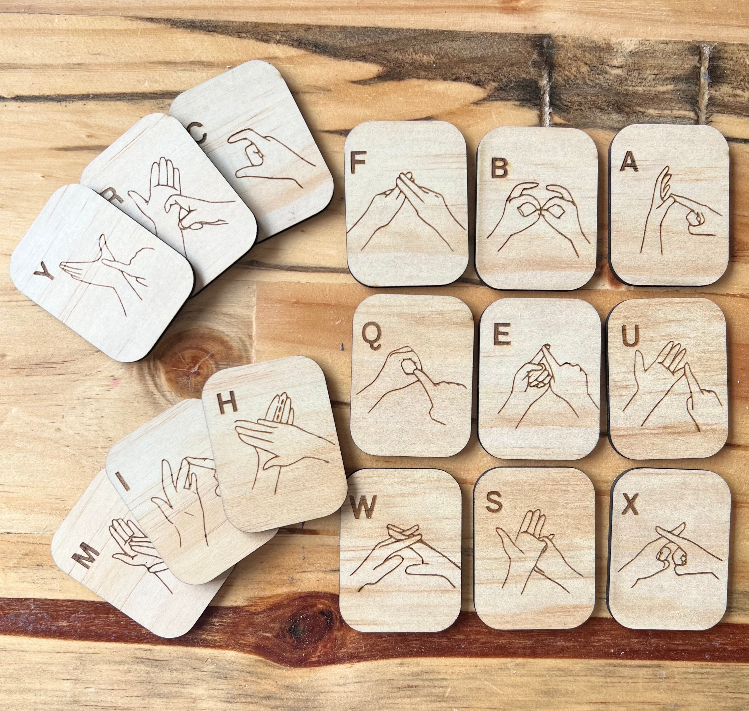 A-Z Auslan (Sign Language) Wooden Discs – Little Handmade